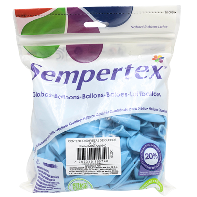 GLOBOS SEMPERTEX 12 PASTEL MATE AZUL C50 | Mariposa Papelerias